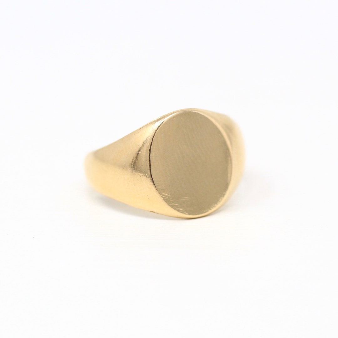 Blank Signet Ring Retro 10k Yellow Gold Oval Personalize Engrave ...