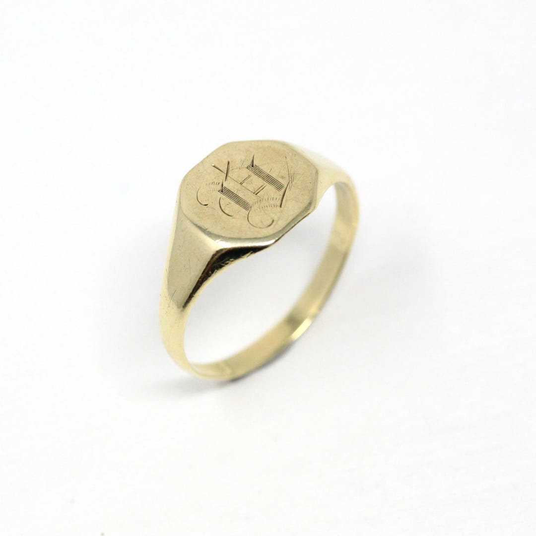 Letter "d" Signet - Edwardian 10k Yellow Gold Old English Engraved ...