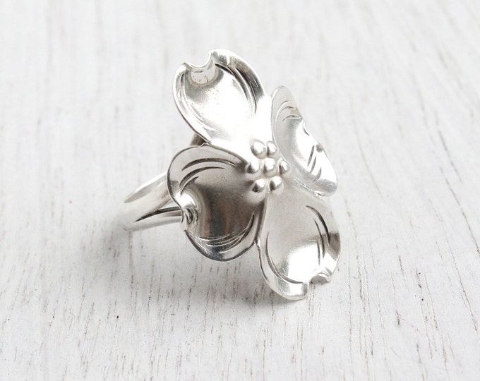 SALE - Vintage Sterling Silver Dogwood Flower Ring - Signed Designer ...