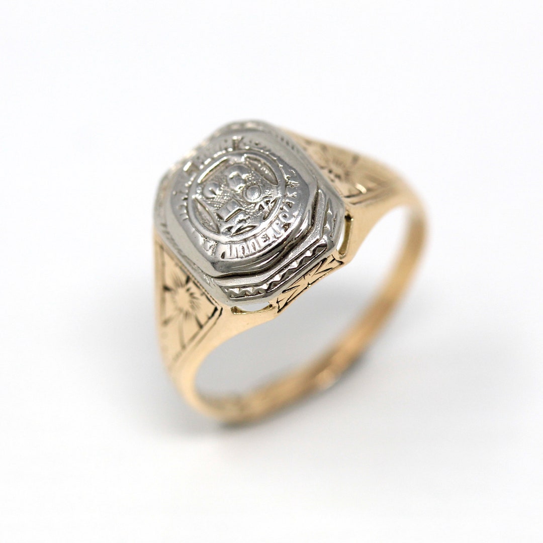 Sale Antique Class Ring Art Deco Era 14k Yellow & White Gold ...