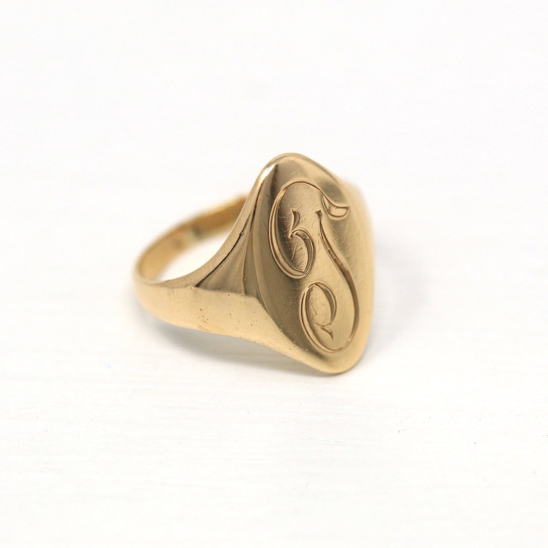 Modern Letter 'T' Ring Estate 10k Yellow Gold - Etsy