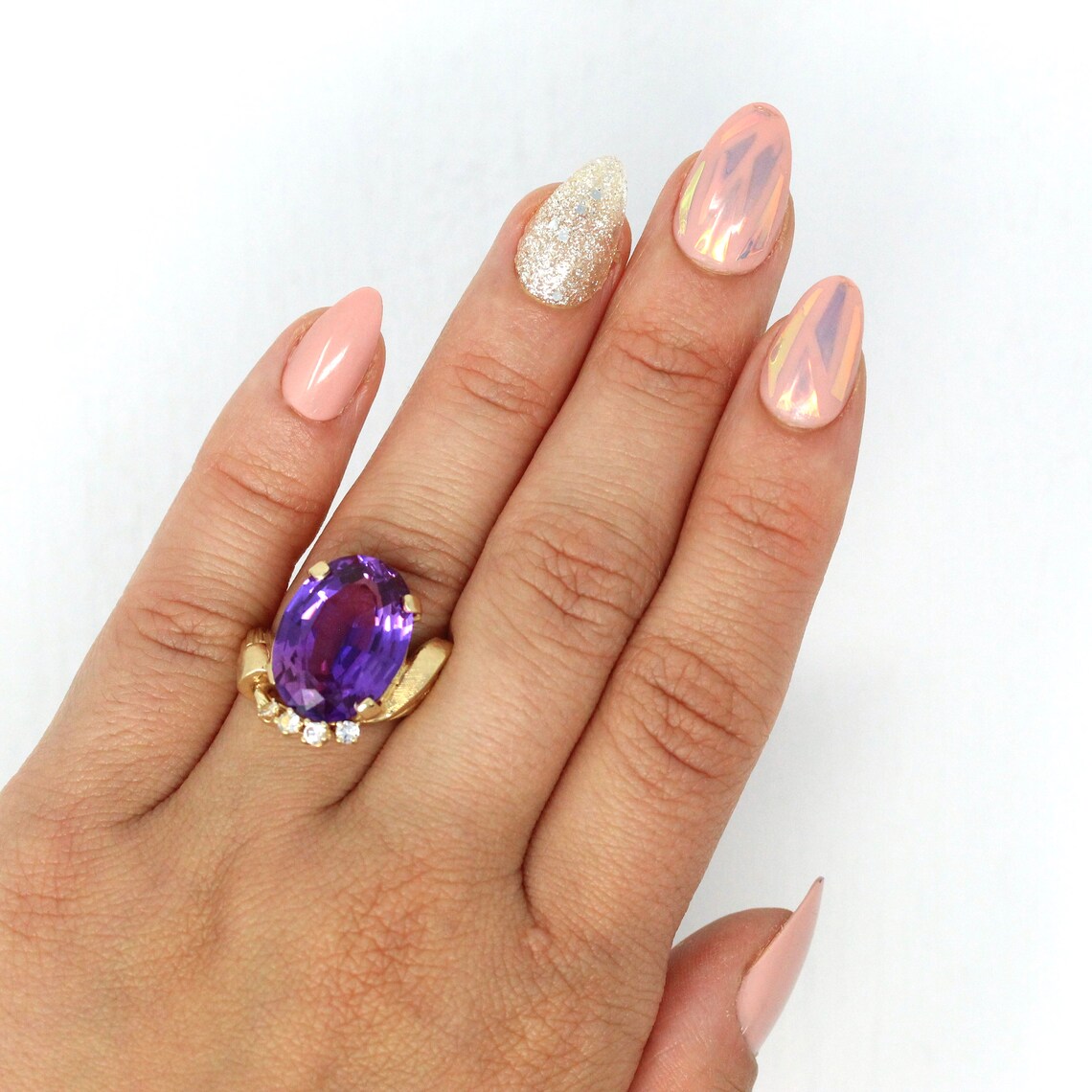 Sale Color Change Ring 14k Yellow Gold Created Purple | Etsy