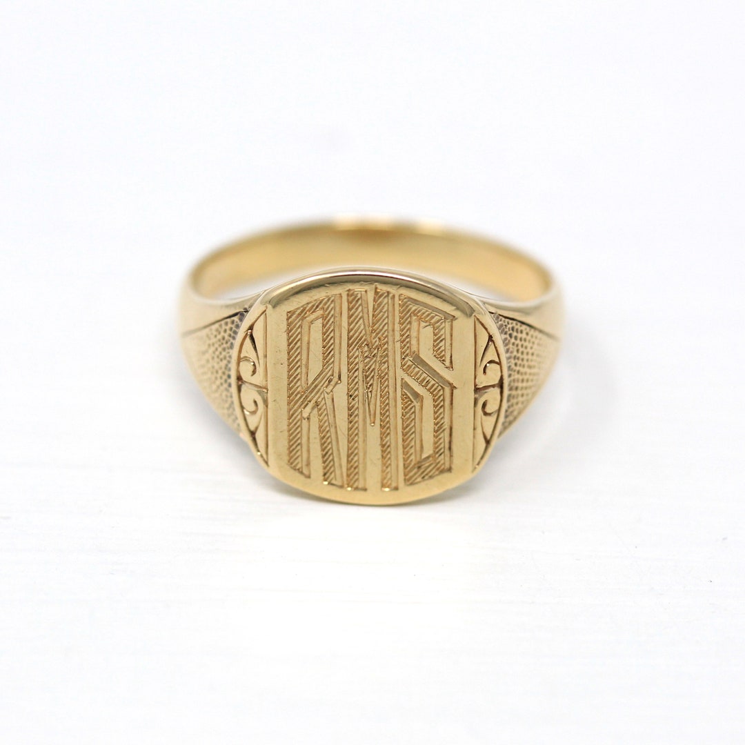 Sale - Letters "rms" Signet - Art Deco 10k Yellow Gold Three ...