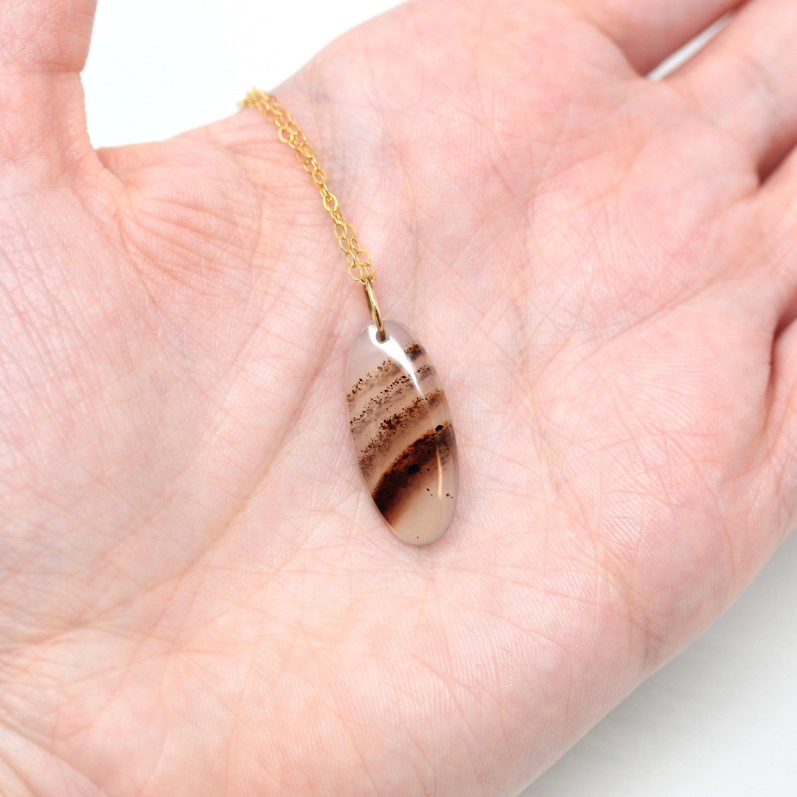 Sale Genuine Agate Charm Modern 14k Yellow Gold Oval | Etsy