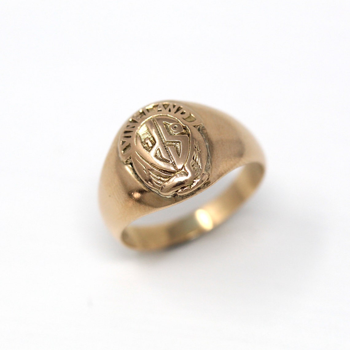 Sale Vintage Class Ring Retro 10k Yellow Gold Vineland - Etsy