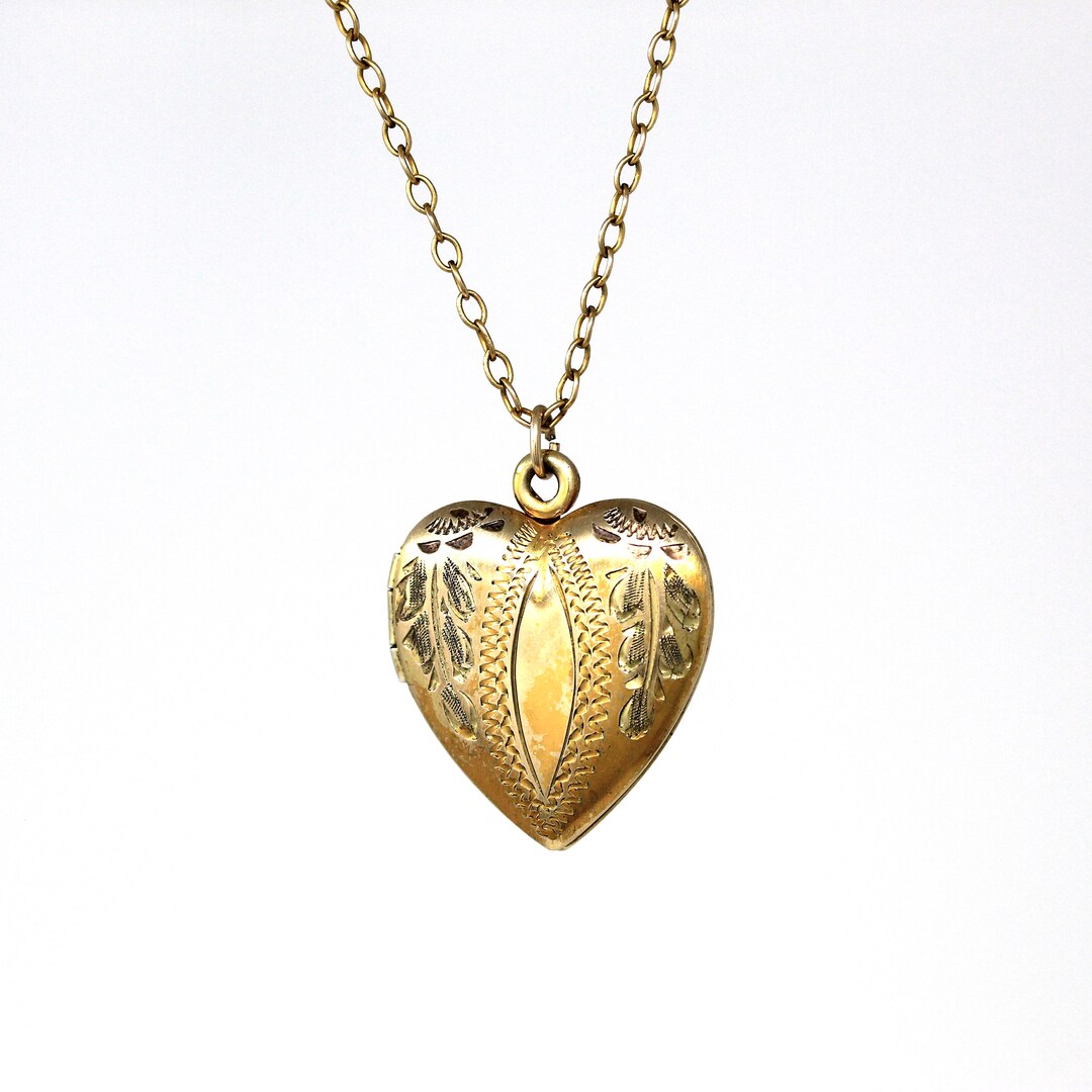 Vintage Heart Locket Retro 10k Gold Filled Double Hearts Flowers ...