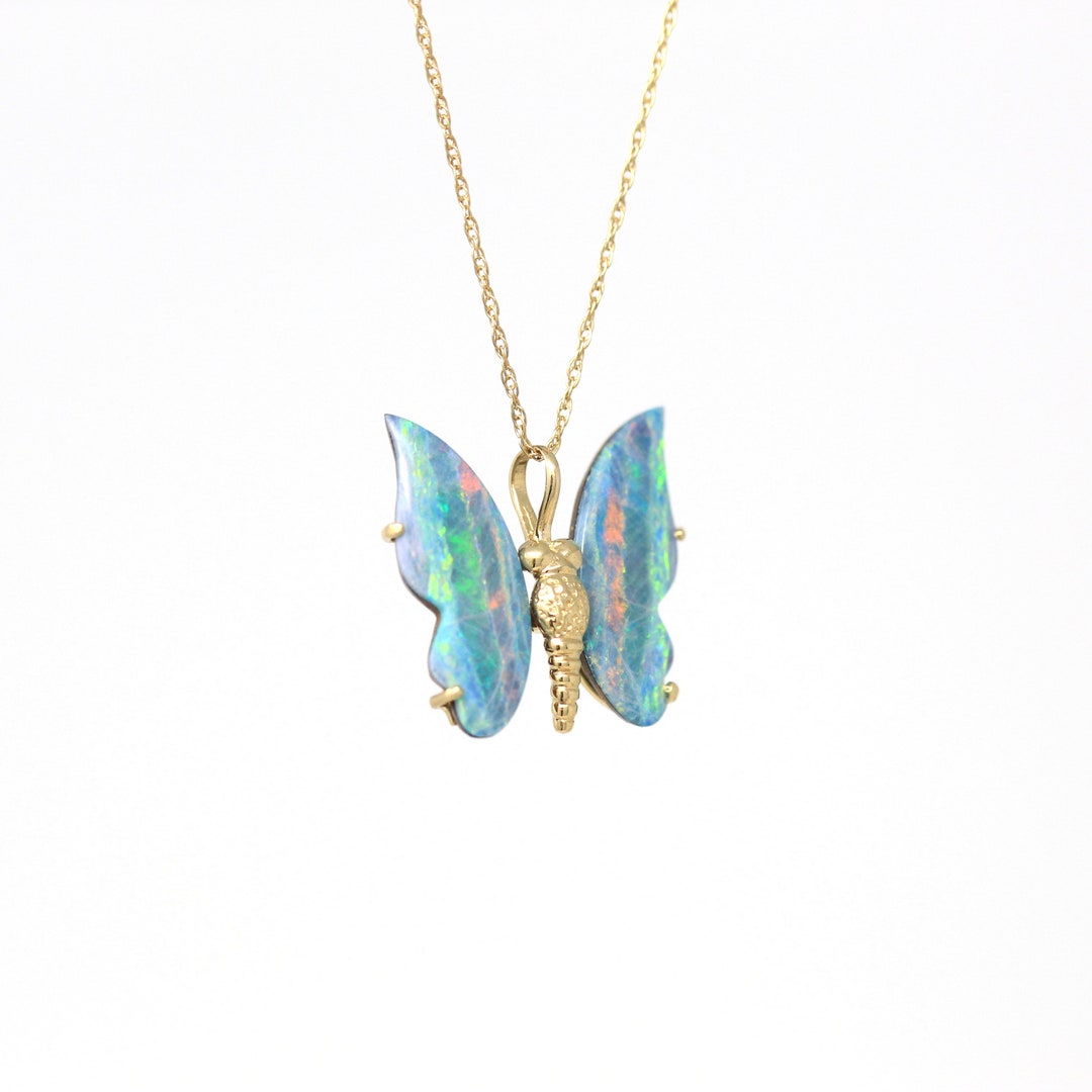 Sale Opal Triplet Butterfly Charm Estate 14k Yellow Gold Fancy Cut ...