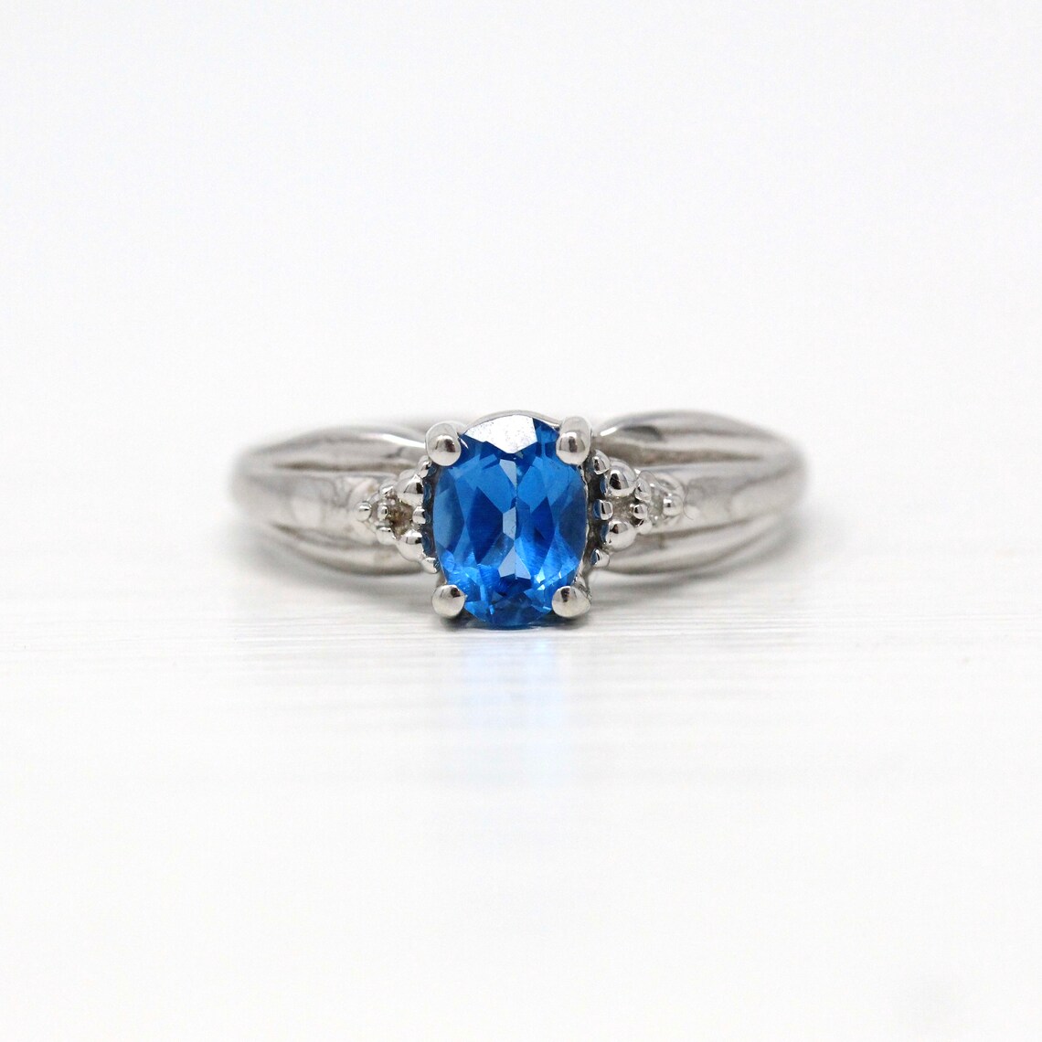 Sale Created Blue Spinel & Diamond Ring 10k White Gold - Etsy