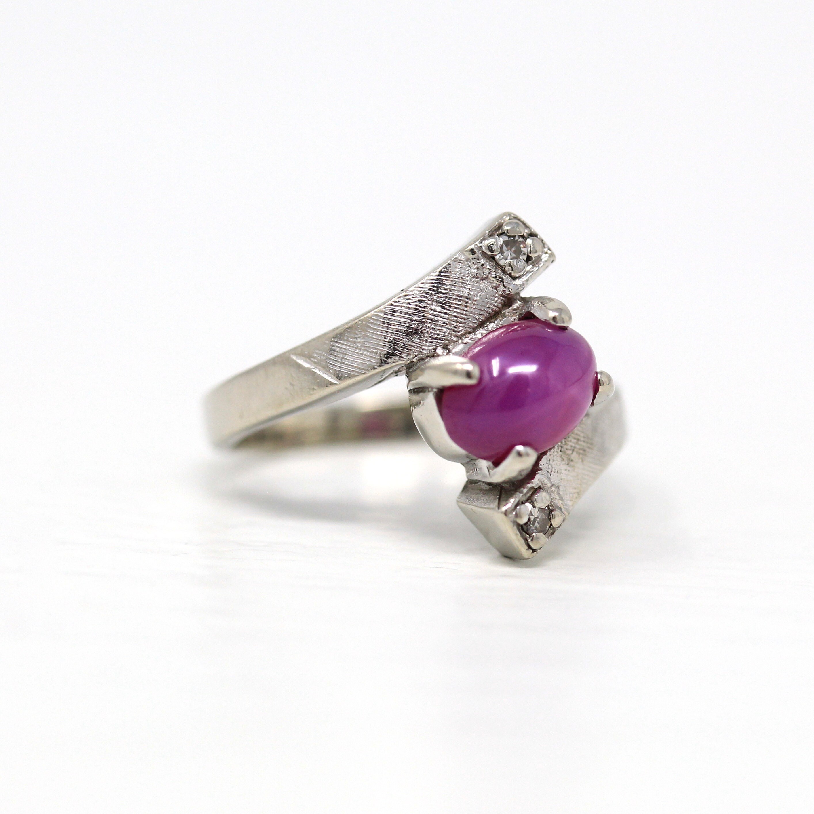 Sale Created Star Ruby Ring Vintage 10k White Gold Genuine - Etsy UK