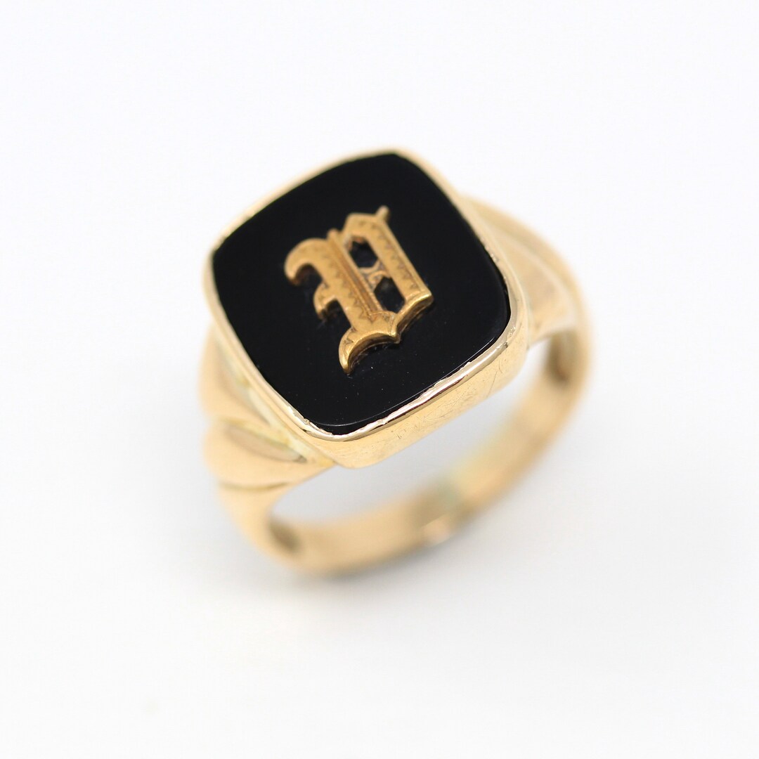 Sale Letter d Ring Retro 10k Yellow Gold - Etsy