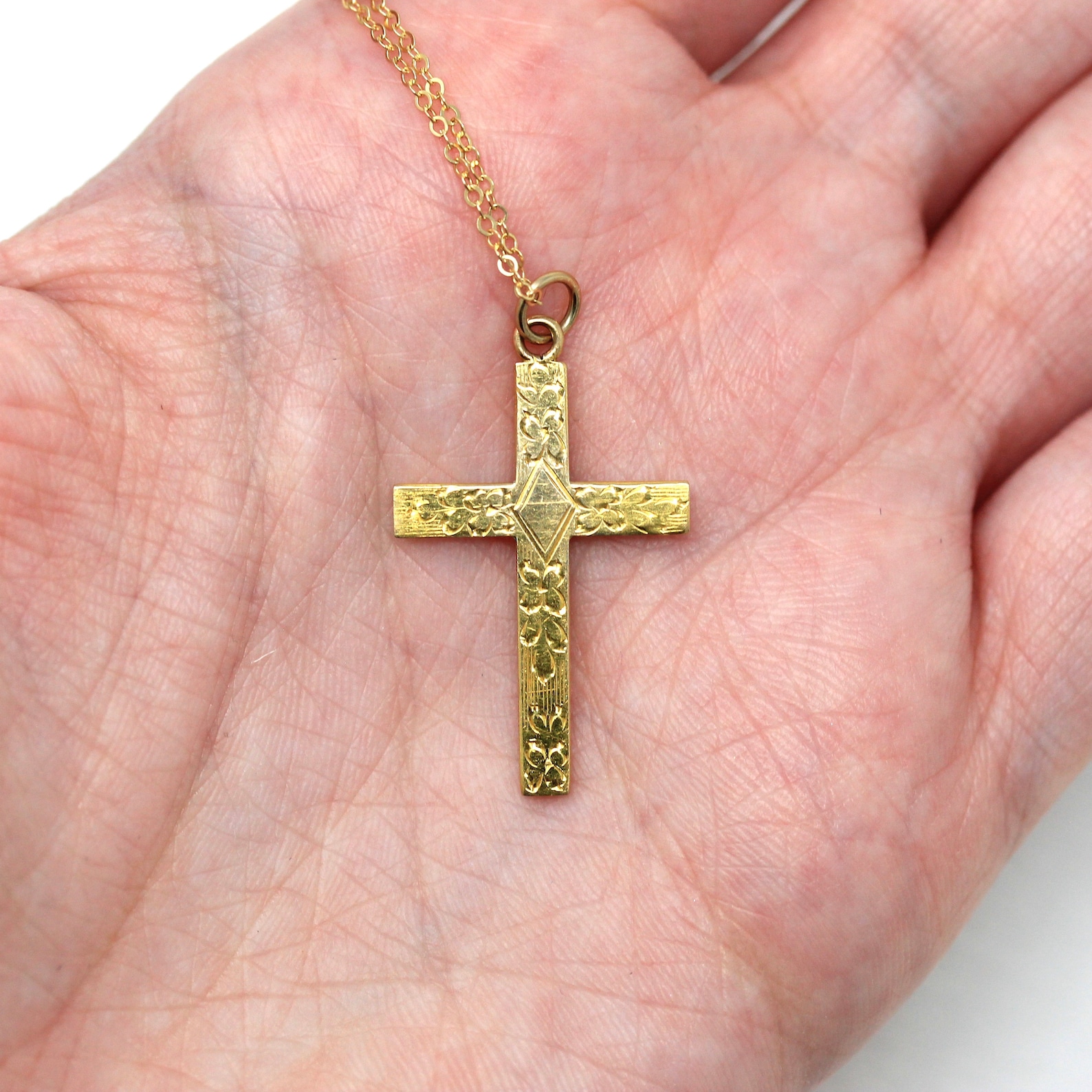 Sale Vintage Cross Necklace Mid Century 10k Yellow Gold - Etsy