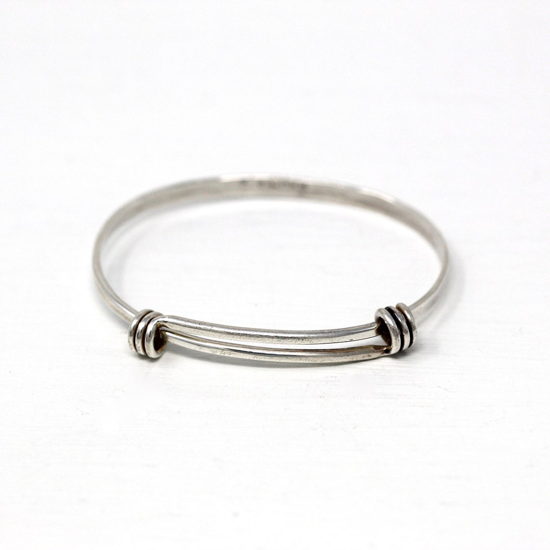 Vintage Baby Bracelet Retro Sterling Silver Hammered Newborn Childrens ...