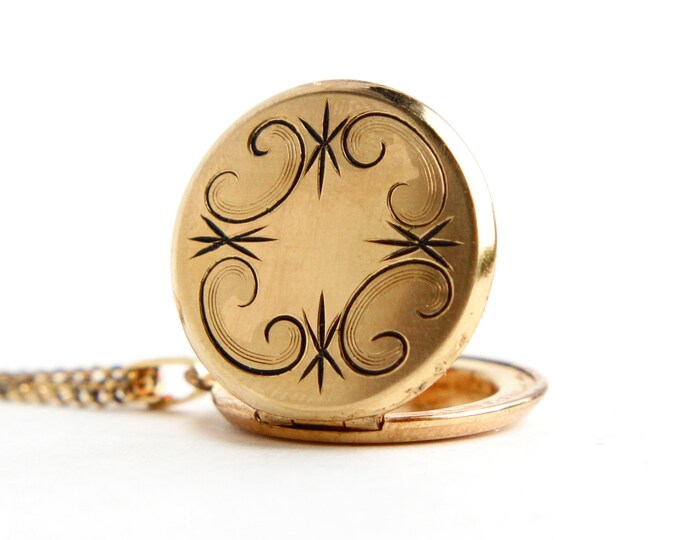Vintage Locket Necklace Gold Filled Locket Pendant on Chain New Old ...