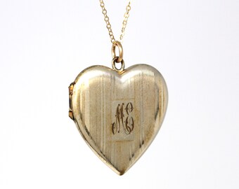 Letter m Locket Retro Gold Filled Engraved Initial Heart Shaped Pendant ...
