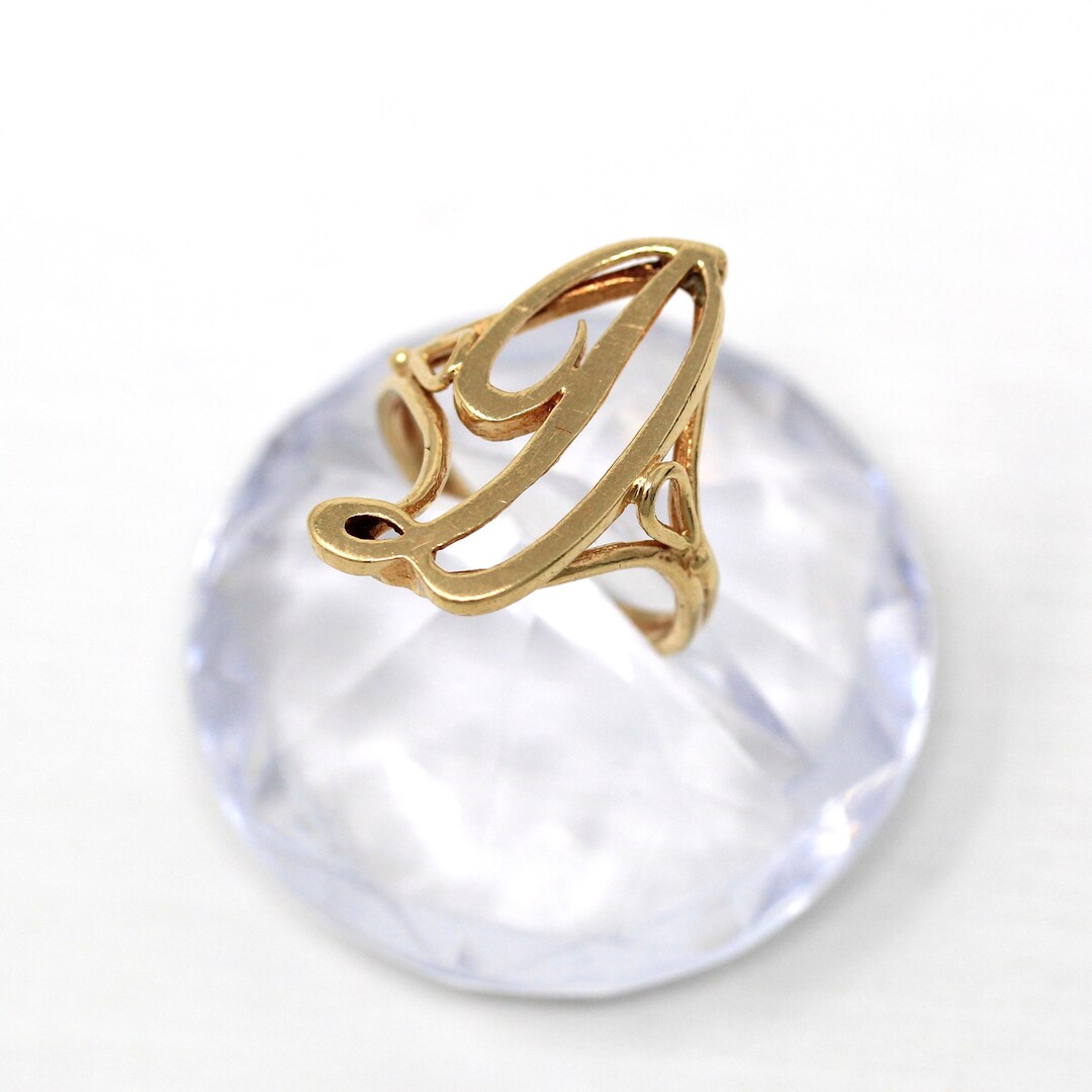 Letter d Ring Estate 14k Yellow Gold Cursive Initial Name Statement ...