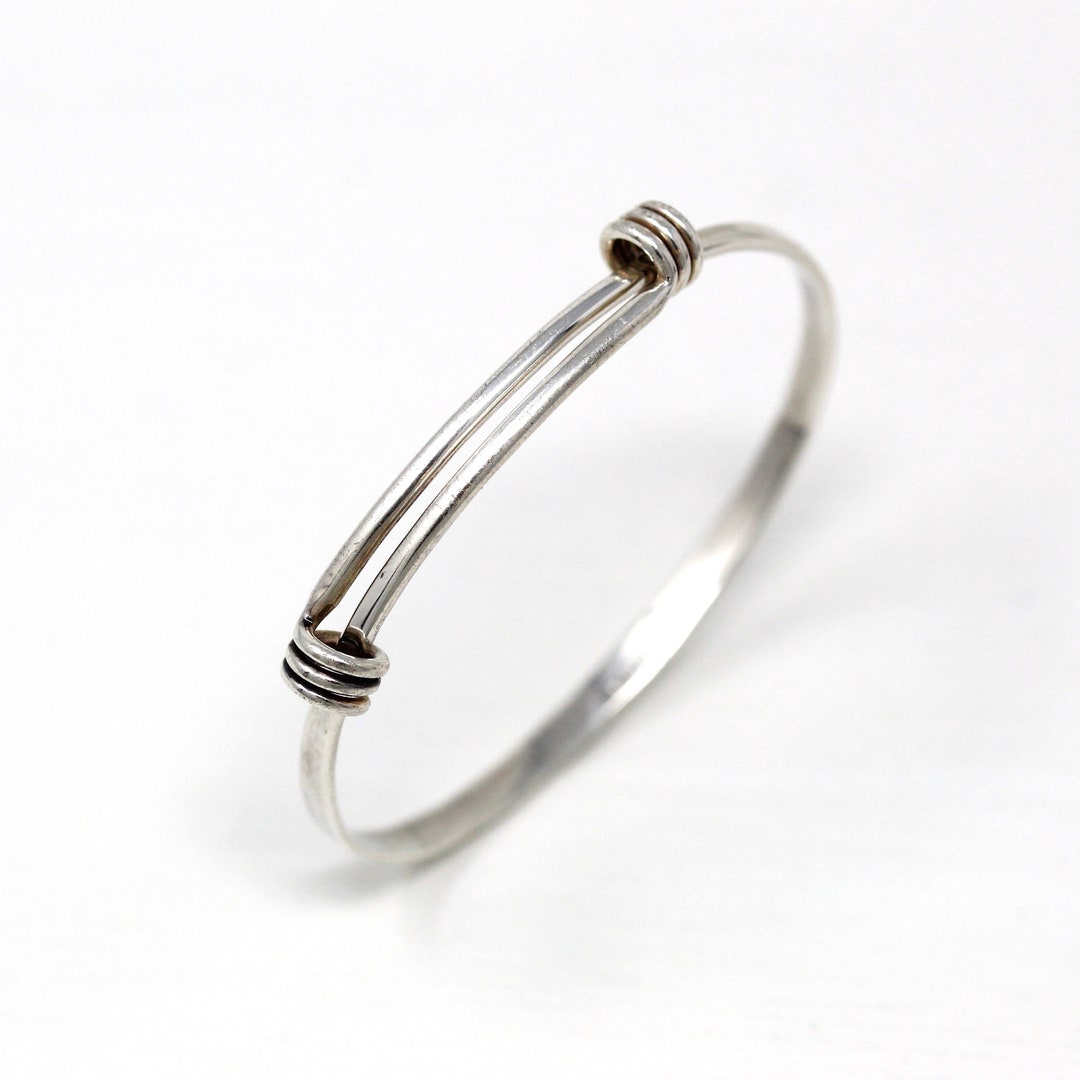 Vintage Baby Bracelet - Retro Sterling Silver Hammered Newborn Children ...