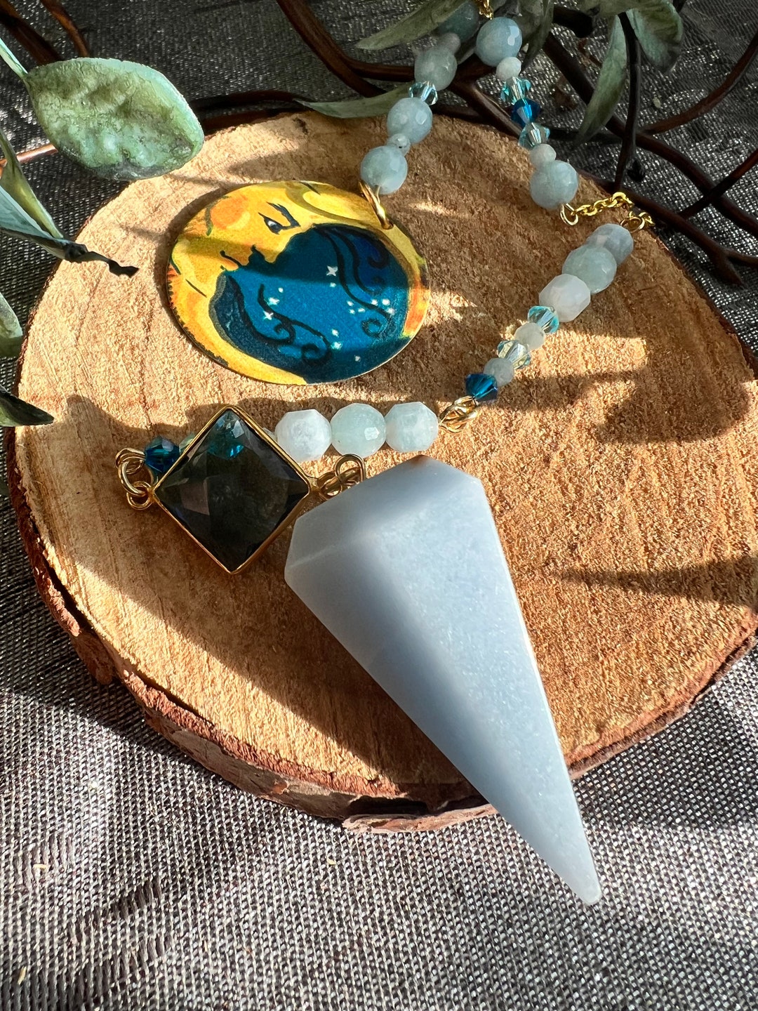 Angelite Moon Pendulum - Etsy