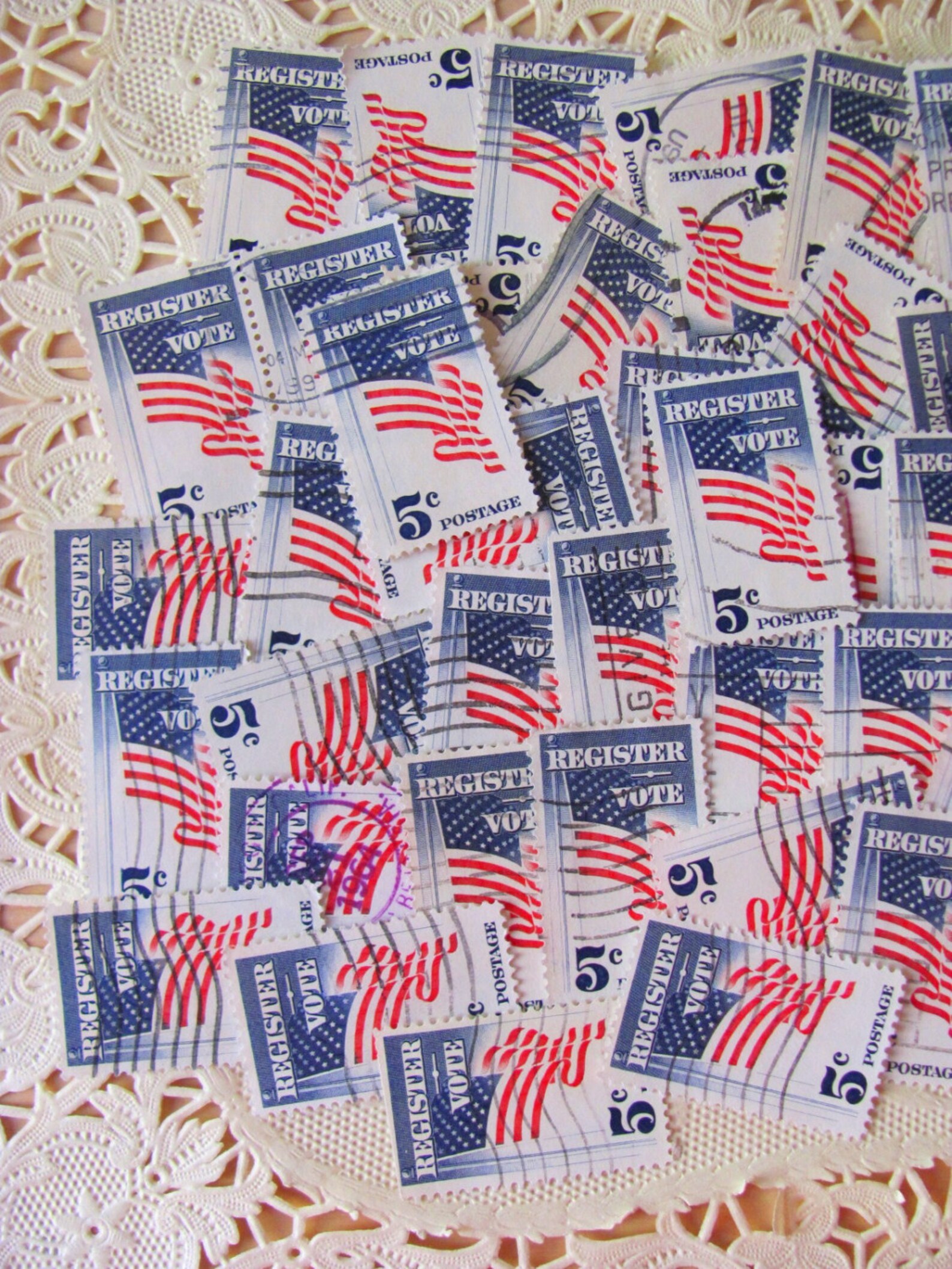 Register and Vote 30 Vintage Election US Postage Stamps Red - Etsy