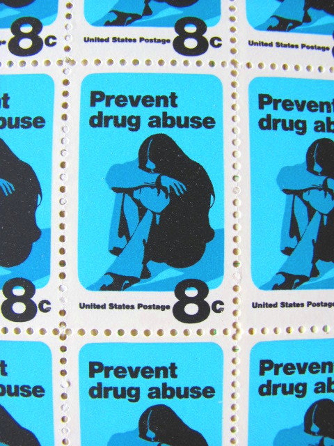 Prevent Drug Abuse Full Sheet of 50 Vintage Unused US Postage Stamps 8c ...