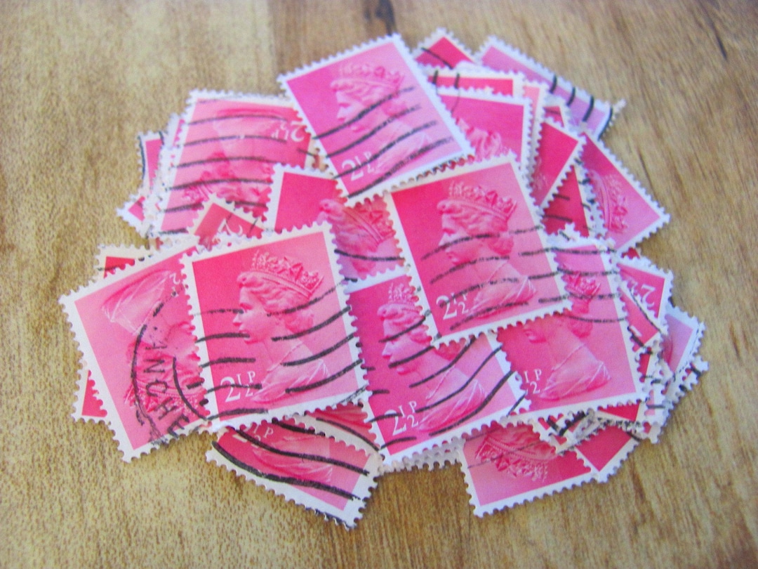 Pretty in Pink Mum 50 Vintage Great Britain Postage Stamps Queen ...