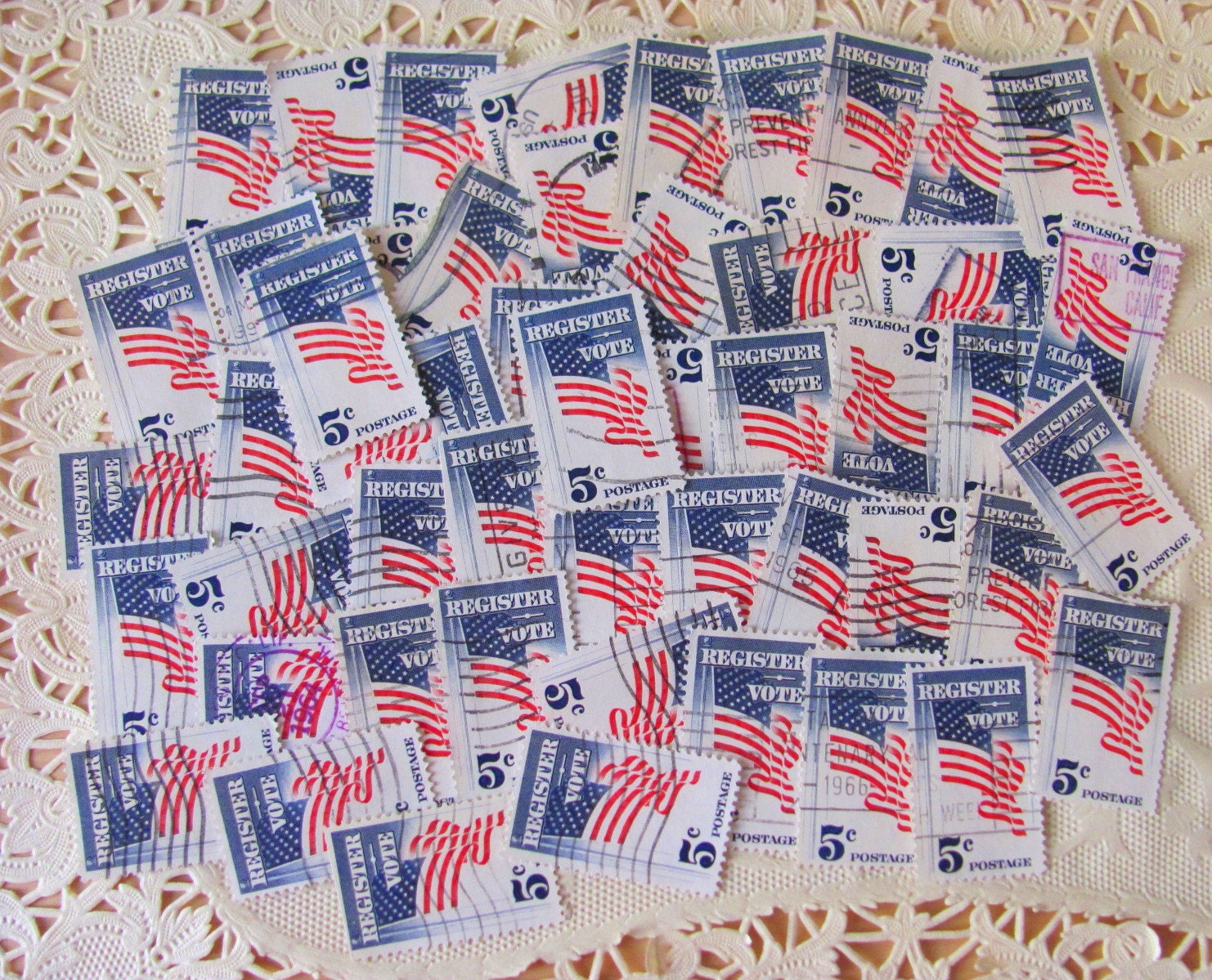 Register and Vote 30 Vintage Election US Postage Stamps Red - Etsy