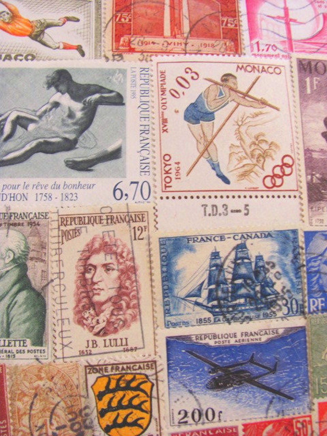 French Kisses 50 Vintage French Postage Stamps France French Colonies ...