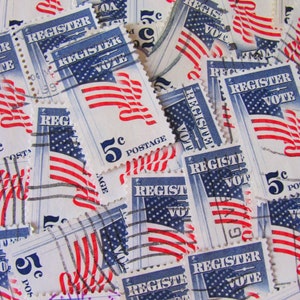 Register and Vote 30 Vintage Election US Postage Stamps Red White Blue ...