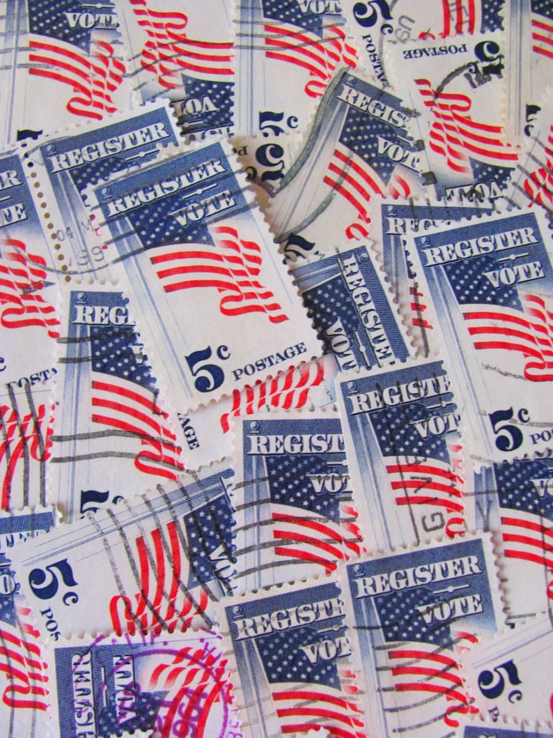Register and Vote 30 Vintage Election US Postage Stamps Red - Etsy