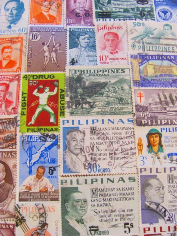 Pinoy Pinay 50 Vintage Filipino Postage Stamps Repúblika Ng - Etsy