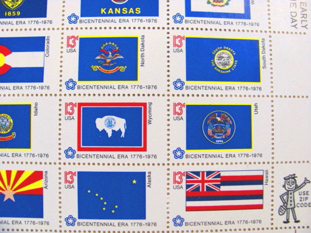 Bicentennial Era 1776-1976 Full Sheet of 50 Unused Vintage US Postage ...