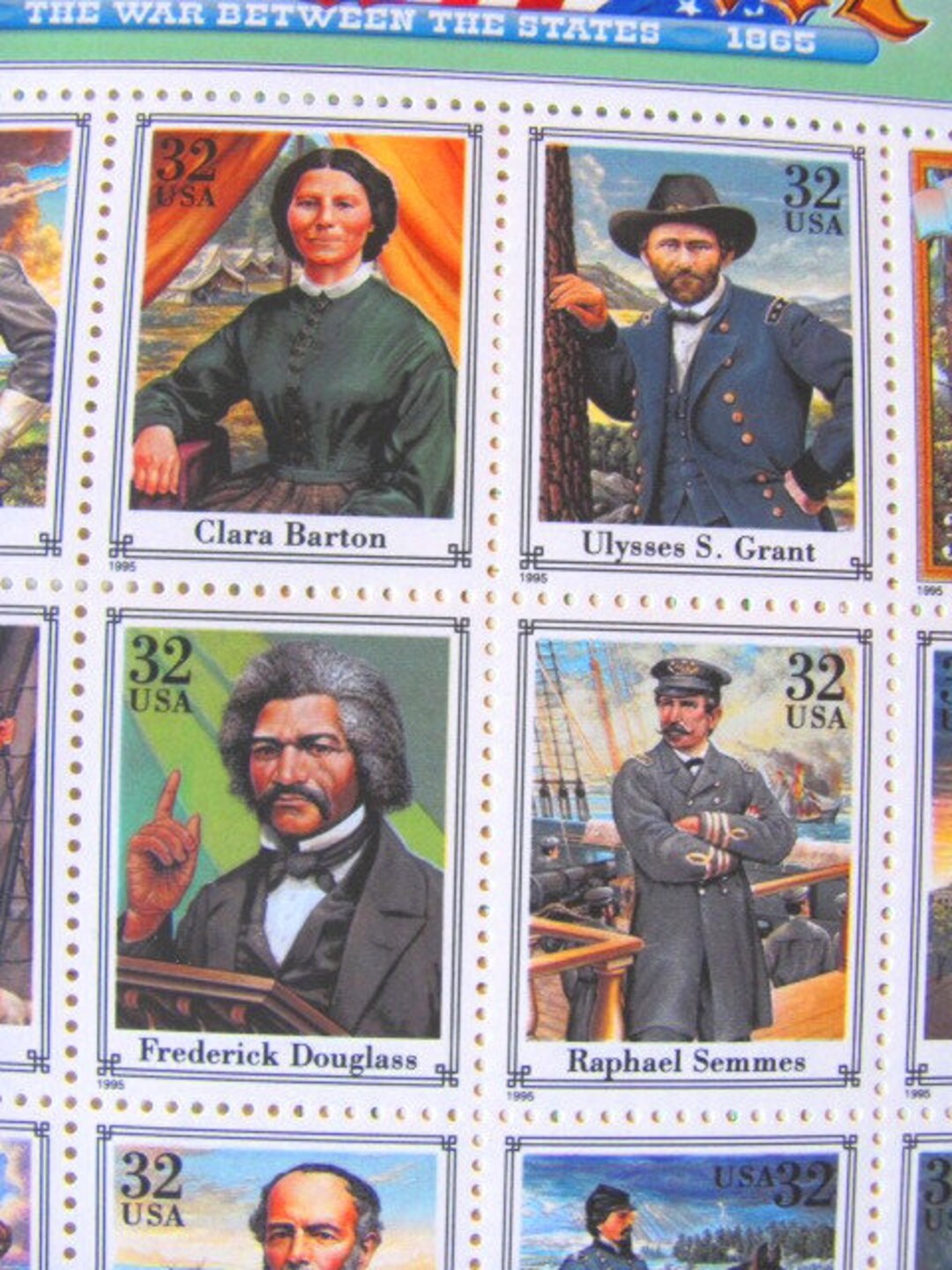 Civil War Full Sheet of 20 Vintage US Postage Stamps 32-c President ...