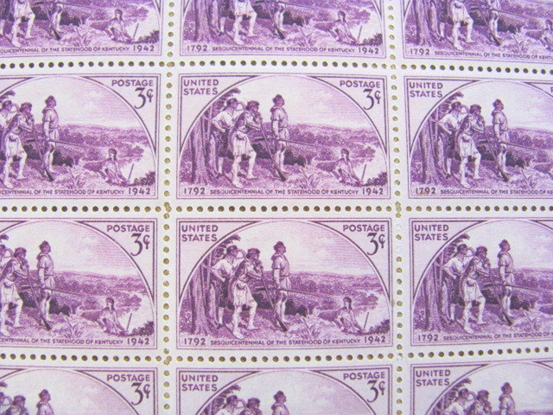 Kentucky Statehood Commemorative Full Sheet of 50 Vintage 1942 3-c US ...