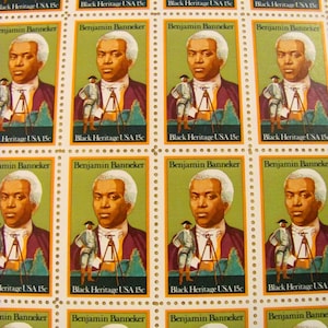 Benjamin Banneker Full Sheet of 50 Vintage Unused US Postage Stamps ...