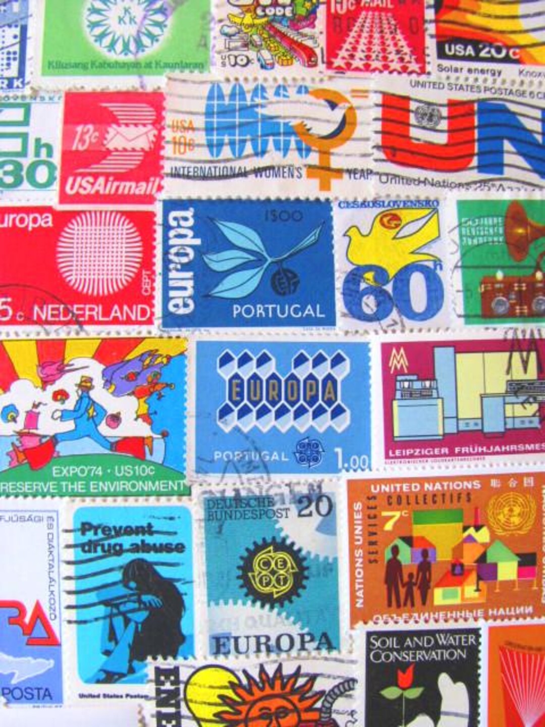Super Mod 50 Vintage Postage Stamps Psychedelic Pop Art Mad Men ...