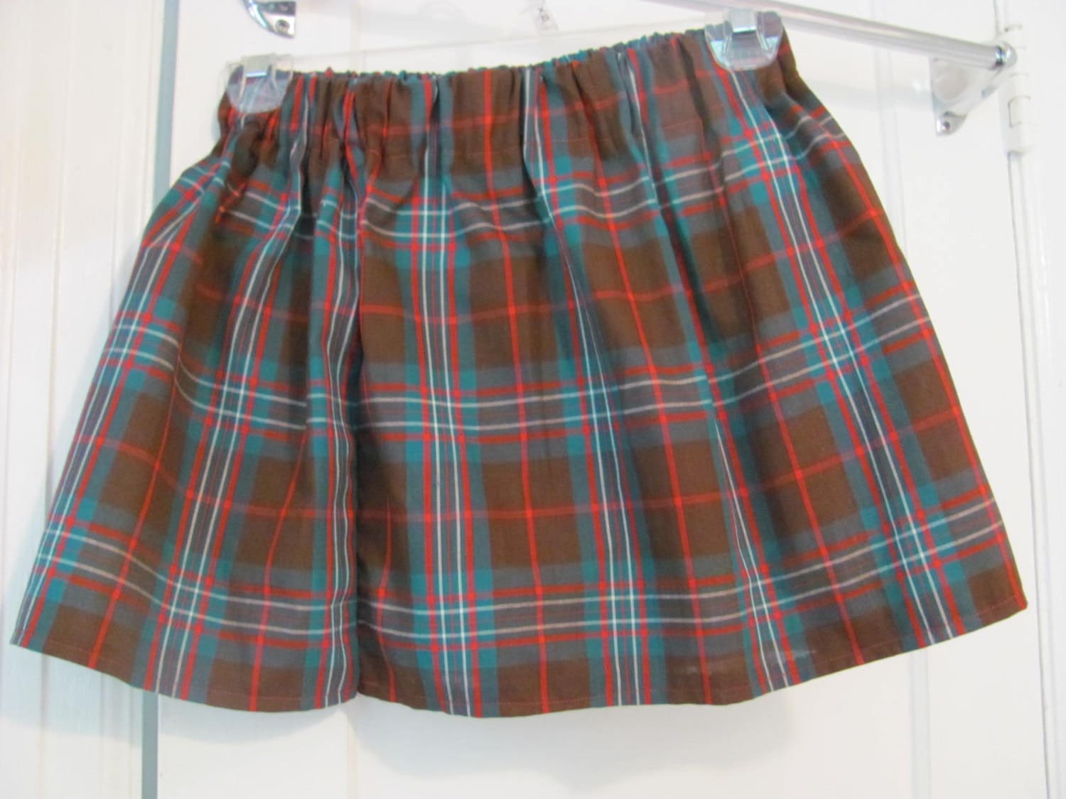 Rad Plaid Handmade Mini Skirt Mod Mahogany Ruby Teal Brown | Etsy