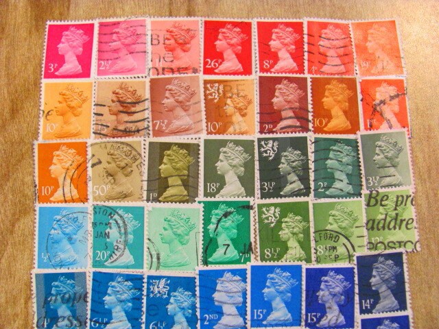 Royal Rainbow 50 Vintage Great Britain Postage Stamps Machin | Etsy
