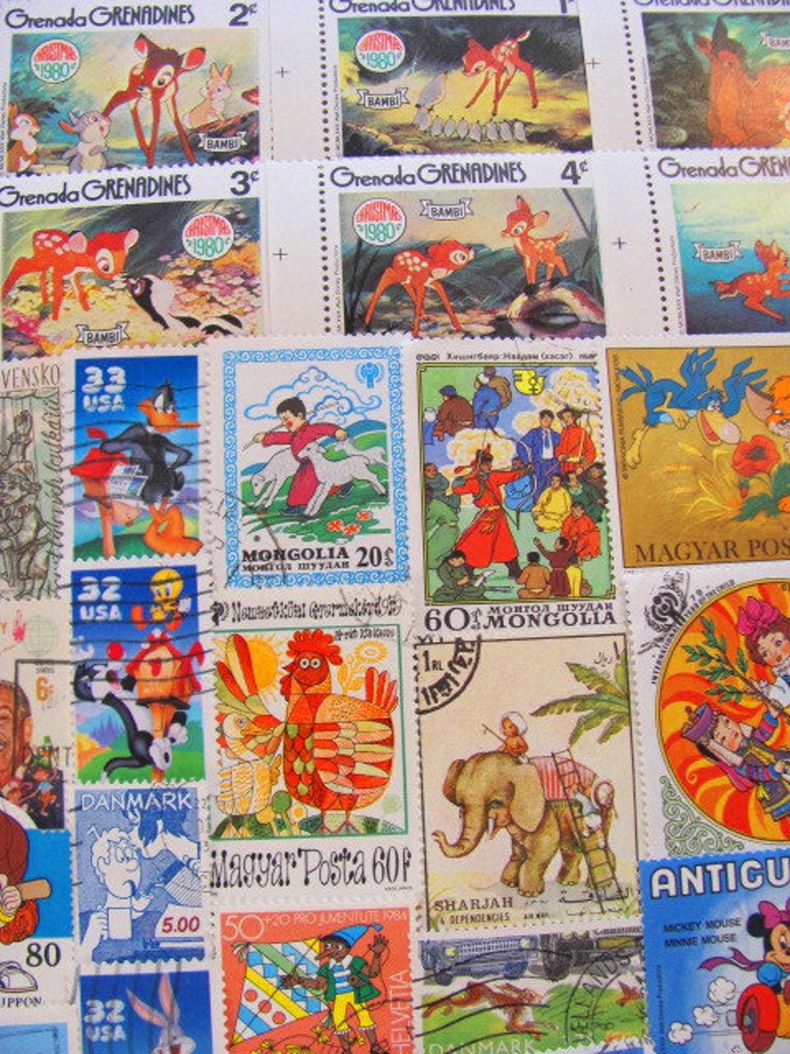 Classic Cartoons 50 Premium Vintage Illustrated Postage Stamps - Etsy