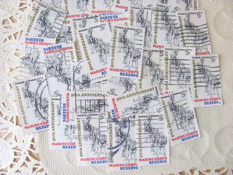 Marine Corps Reserve 30 Vintage US Postage Stamps 1960s 5C 50th ...