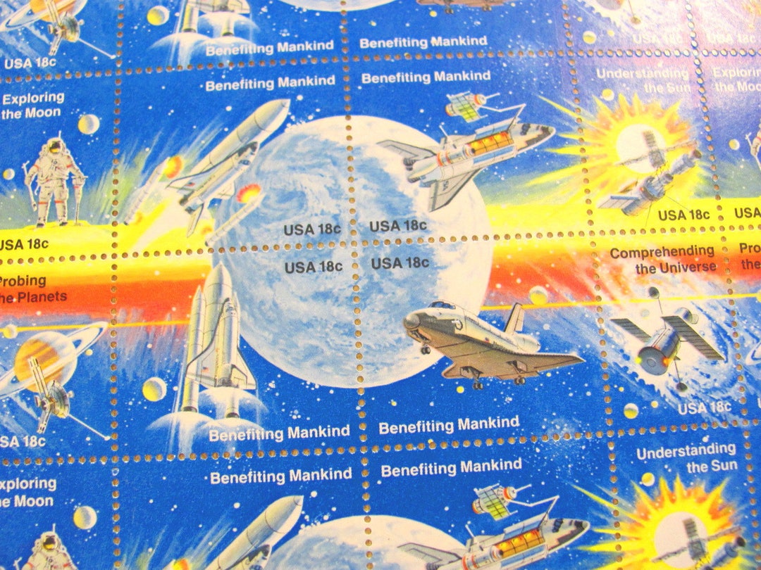 Space Achievement Full Sheet of 48 Unused Vintage US Postage Stamps ...