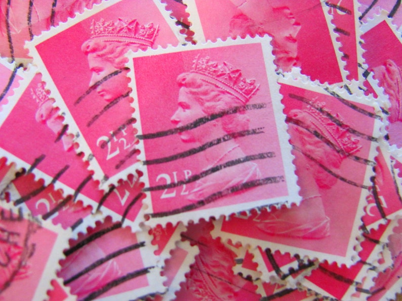 Pretty in Pink Mum 50 Vintage Great Britain Postage Stamps | Etsy