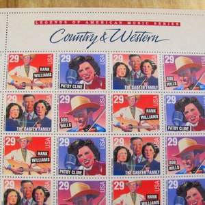 Country Western Full Sheet 20 Vintage Unused US Postage Stamps 29c ...