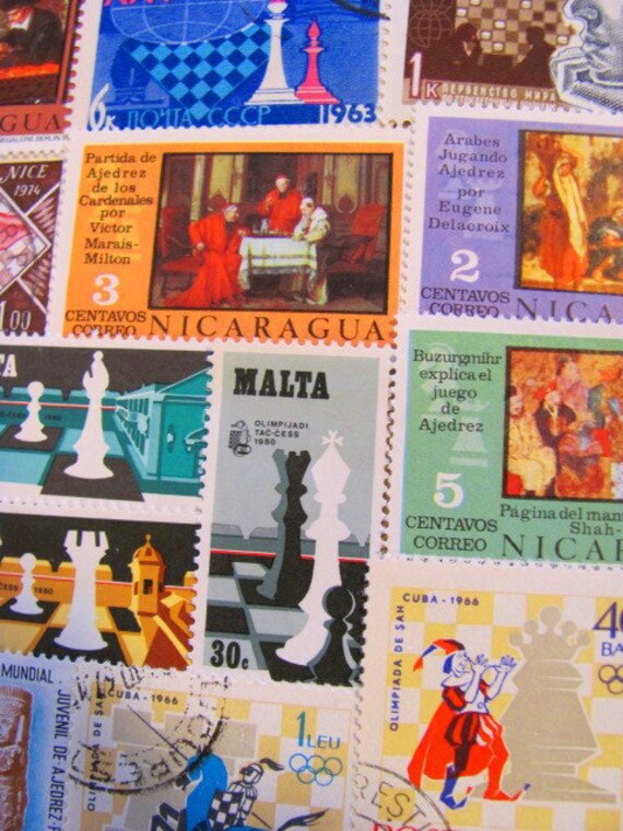 Chess Please 25 Vintage Modern Chess Postage Stamps Checkmate | Etsy