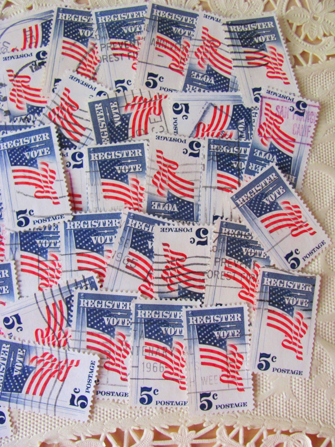 Register and Vote 30 Vintage Election US Postage Stamps Red - Etsy