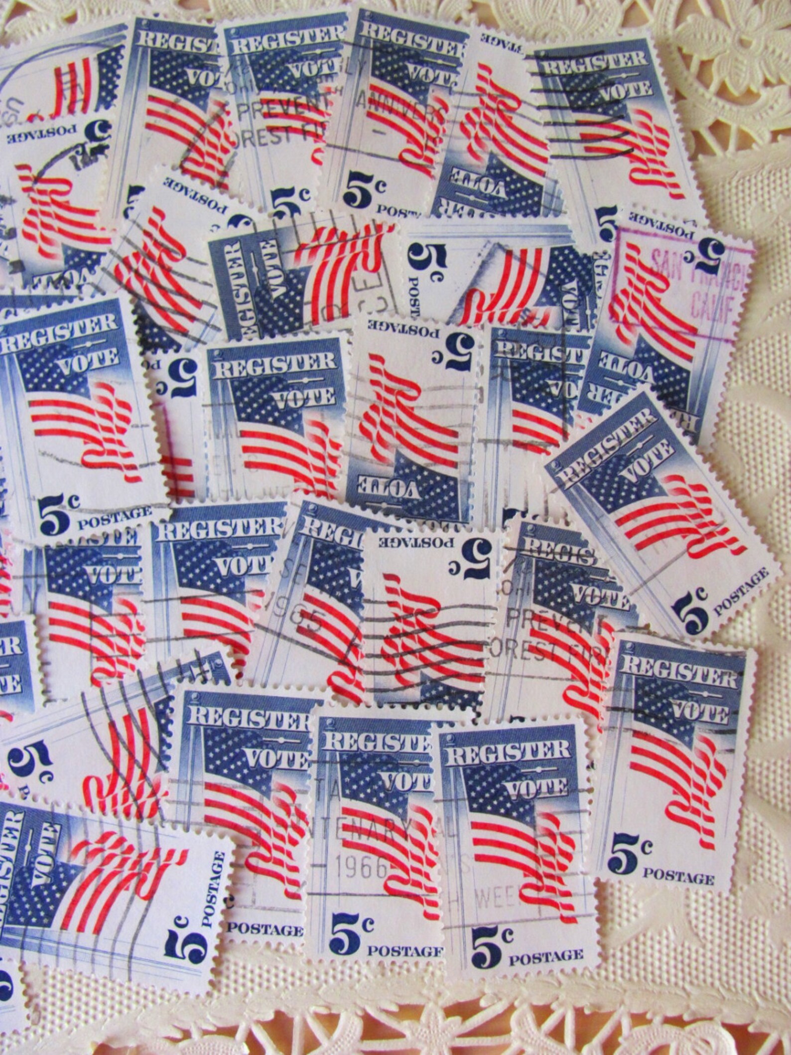 Register and Vote 30 Vintage Election US Postage Stamps Red - Etsy