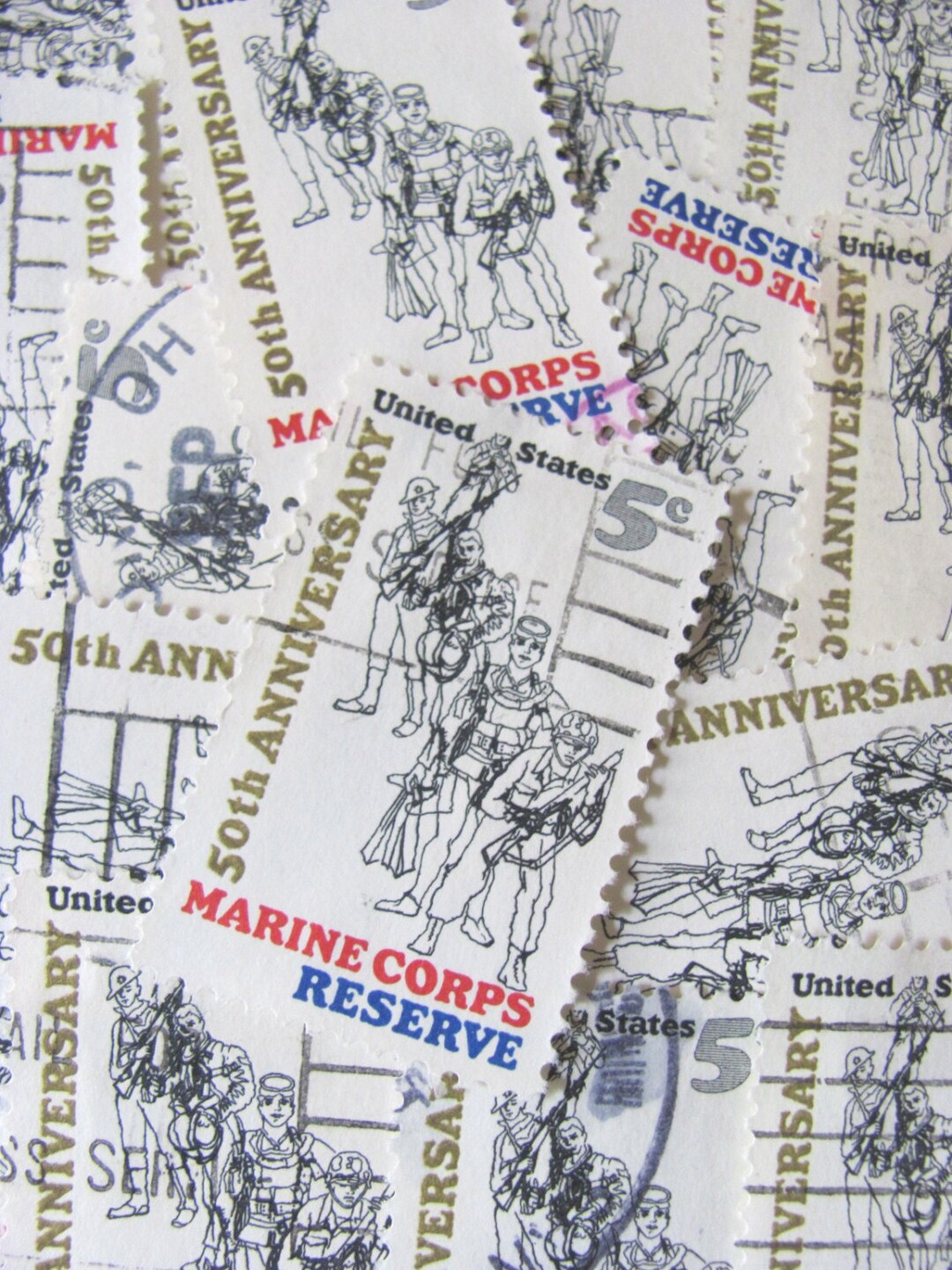 Marine Corps Reserve 30 Vintage US Postage Stamps 1960s 5C 50th ...