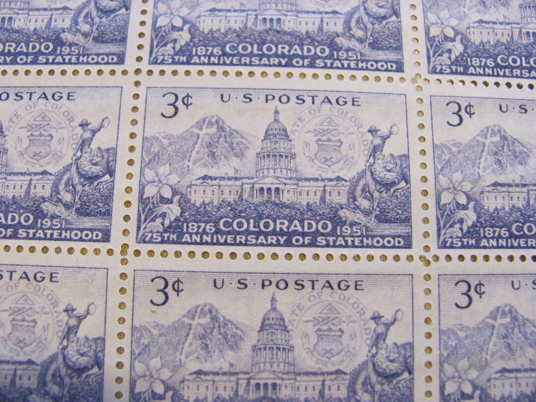 Pike's Peak Gold Rush Full Sheet of 50 Vintage Unused US Postage Stamps ...