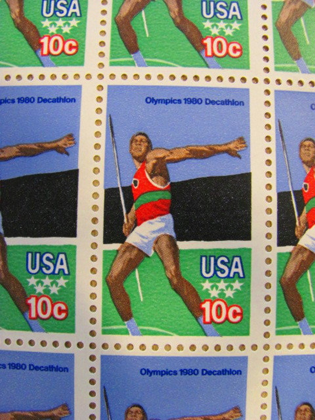 Olympics 1980 Decathlon Full Sheet of 50 Unused Postage Stamps 10c ...