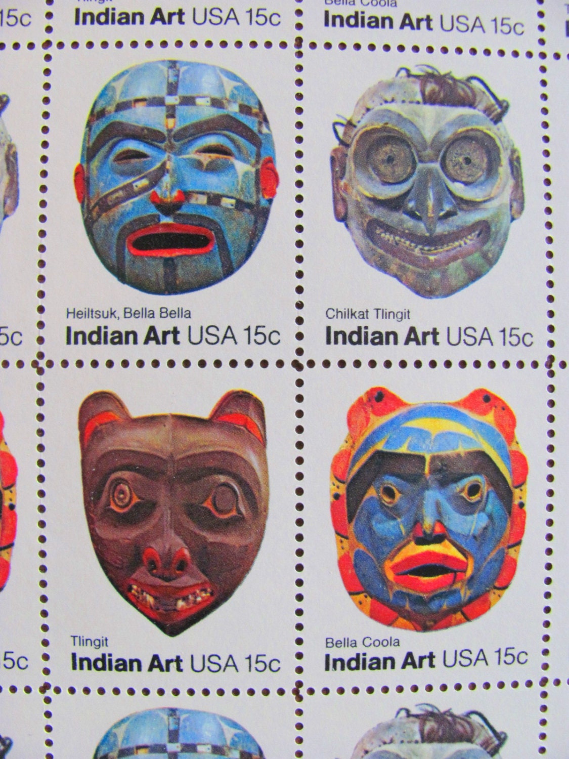 Indian Art Unused Vintage US Postage Stamps Full Sheet of 40 15c 1980 ...