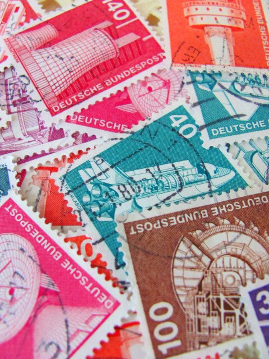 Industrial Design 50 Vintage German Postage Stamps Germany - Etsy