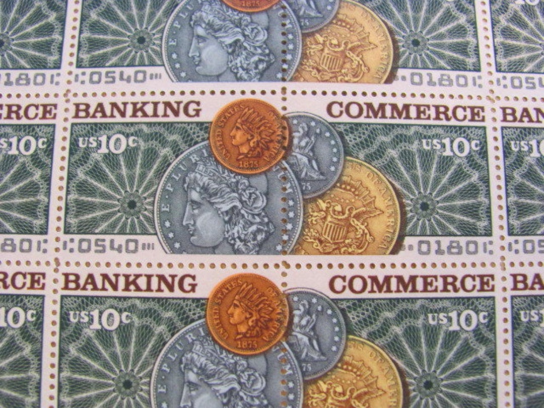 Banking Commerce Full Sheet 40 Vintage Unused US Postage Stamps 10c ...